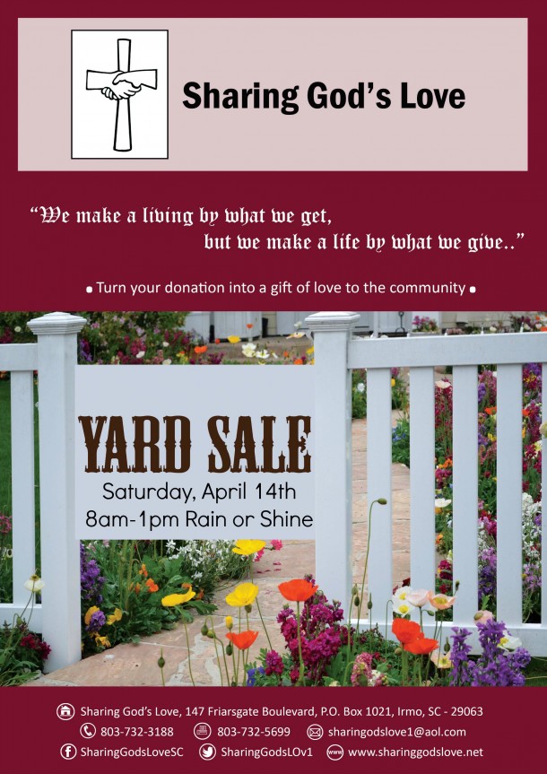 Spring Yard Sale – April 14, 2018 | Sharing God's Love